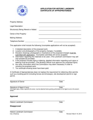 Fillable Online Cityofbastrop Application For Historic Landmark