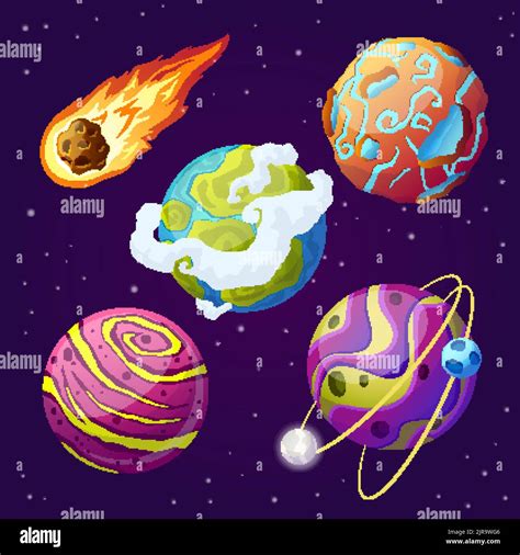 Planet Space Set Cartoon Vector Illustration Stock Vector Image Art