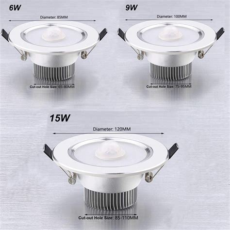 PIR Motion Sensor LED Recessed Ceiling Downlight Panel Light 110V 220V