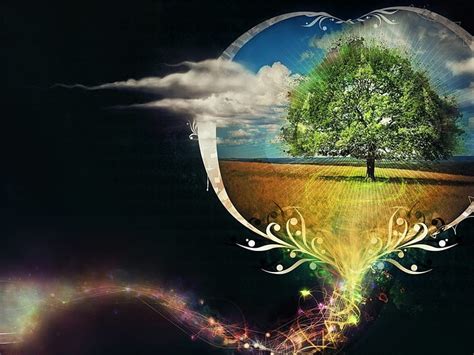 Abstrakt View Fantasy Field Sky Heart Cloud Tree HD Wallpaper
