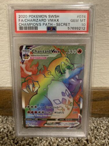 PSA 10 Gem Mint Pokemon Champions Path Charizard VMAX Rainbow Secret