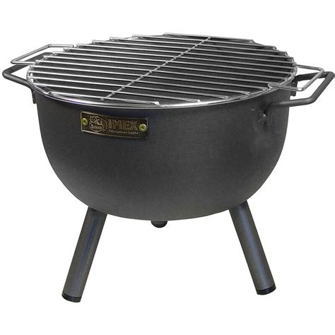 Barbecue De Table Ronde Avec Gril En Acier Zing Blanc Ø30x28cm Imex El