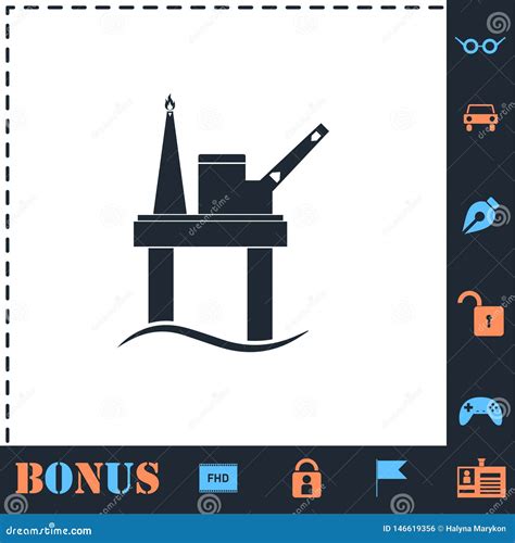 Plano Del Icono De La Plataforma Petrolera Ilustraci N Del Vector