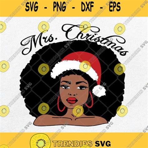 Christmas Afro Woman Svg Black Woman Svg Merry Christmas Clipart Svg