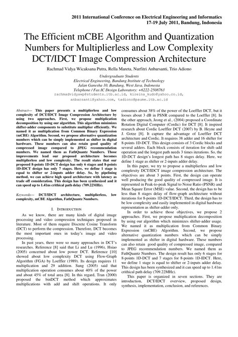 pdf the efficient mcbe algorithm and quantization numbers for multiplierless and low
