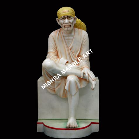 White Painted MARBLE Shirdi Sai Baba Statue For Worship At Best Price