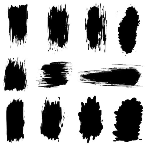 Colección de trazos de pincel de tinta Vector Premium