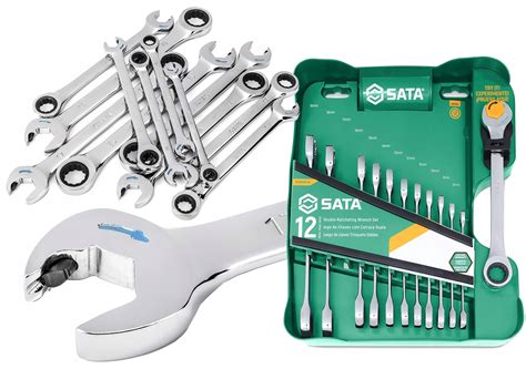 SATA 09066 02 ZESTAW 12 KLUCZY PŁASKO OCZKOWYCH Z PODWÓJNĄ GRZECHOTKĄ 8