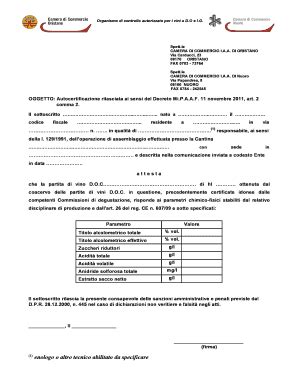 Compilabile Online Or Camcom AUTOCERTIFICAZIONE ENOLOGO CCIAA Di