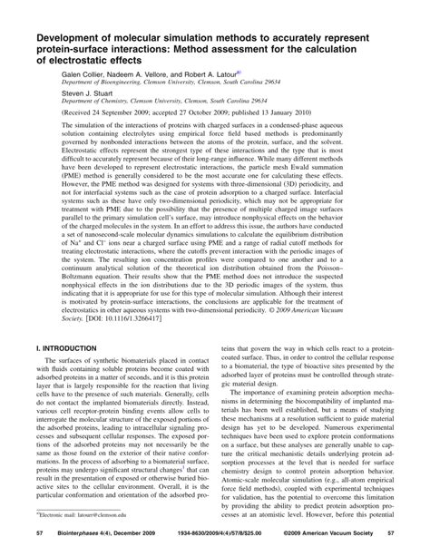 pdf development of molecular simulation methods to accurately represent protein surface