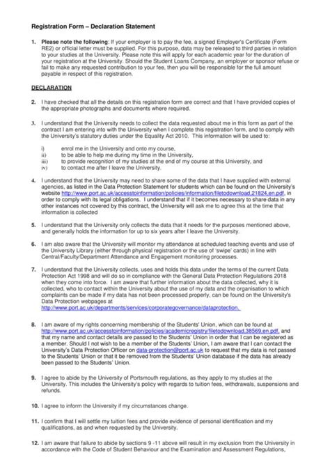 Free Declaration Statement Samples And Templates In Pdf Word