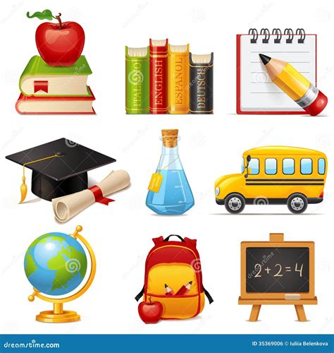 Iconos de la escuela ilustración del vector Ilustración de tiza 35369006
