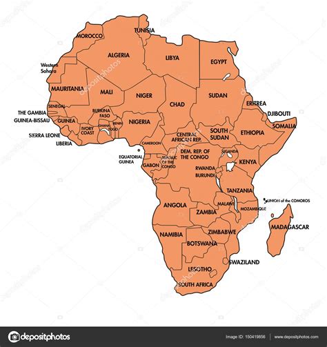 Mapa da África todos os países Vetor de stock de zlatovlaska2008