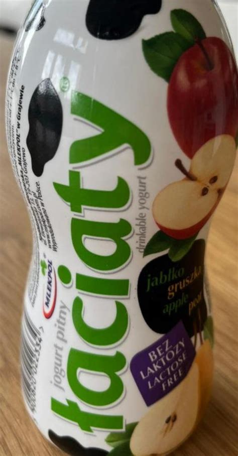 Jogurt pitny bez laktozy jabłko gruszka Łaciaty kalorie kJ a