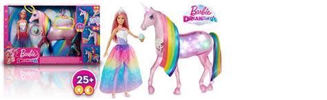 Barbie Dreamptopia Mu Eca Con Pelo Rosa Y Su Unicornio Luces M Gicas
