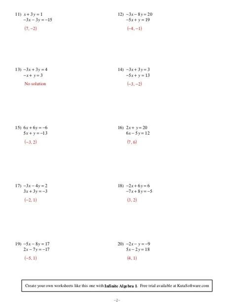 system of equations substitution worksheet