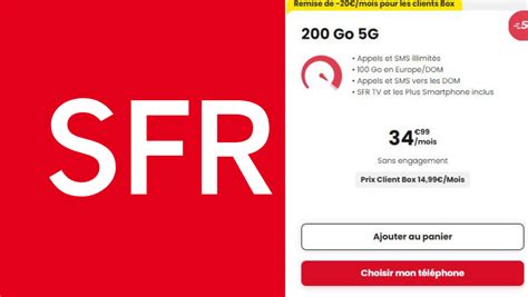 Bon plan Le forfait SFR 200 Go 5G est à seulement 14 99 pour les