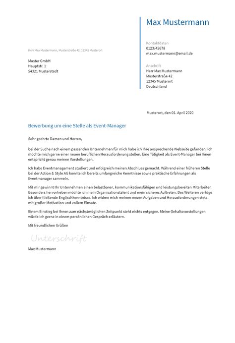 Bewerbungsvorlagen Als Event Manager B Go