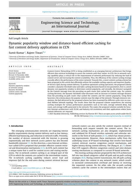 pdf dynamic popularity window and distance based efficient caching for fast content delivery