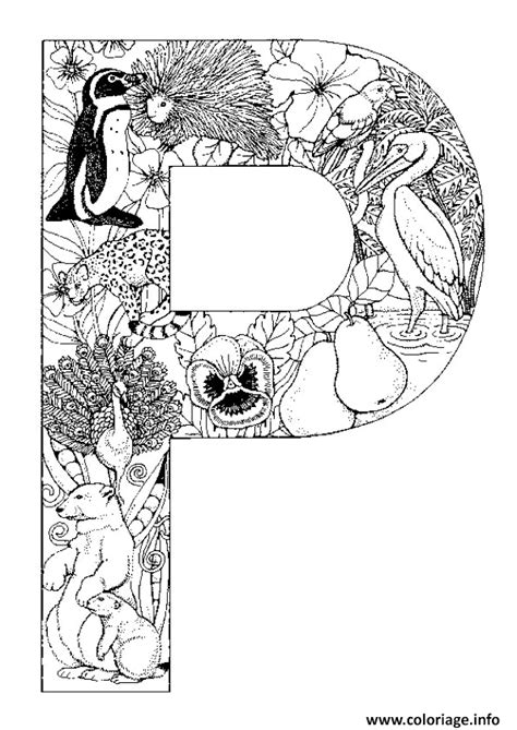 Coloriage Lettre P Alphabet Animaux JeColorie