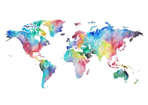 Watercolor World Map By Miomo Water Color World Map Watercolor Map