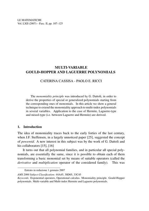 pdf multi variable gould hopper and laguerre polynomials multi variable gould hopper and