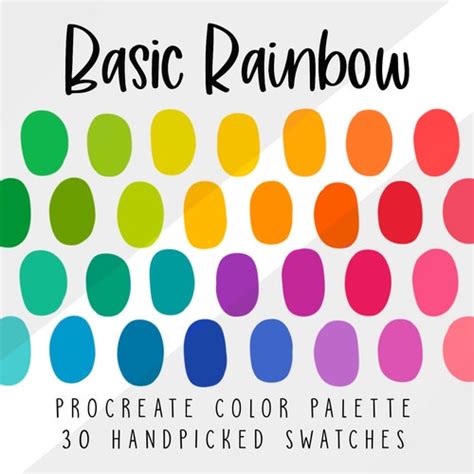 Neon Rainbow Procreate Color Palette 30 Color Swatches Etsy