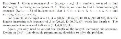 problem 3 given a sequence a a1 a2 ⋯ an of n