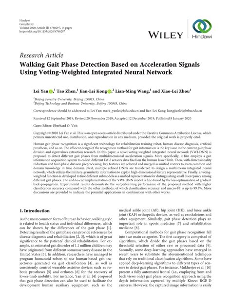 pdf walking gait phase detection based on acceleration signals using voting weighted