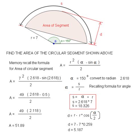 area of circular segment calculator