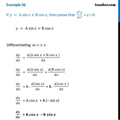 Example If Y A Sin X B Cos X Prove D Y Dx Y