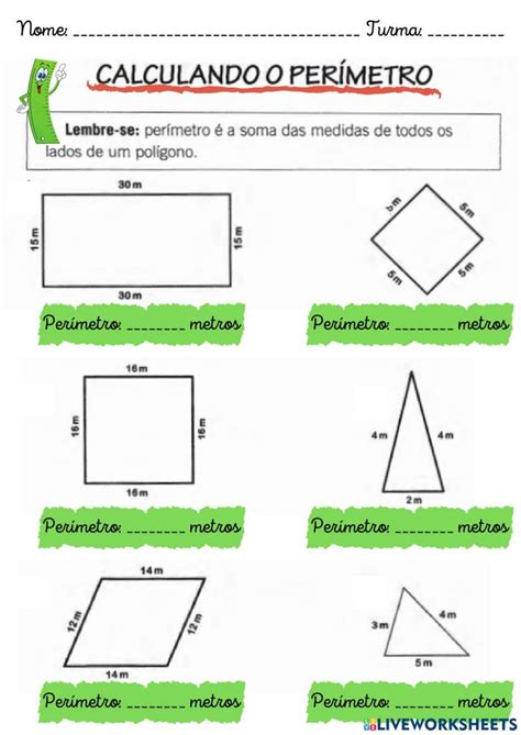 Atividade Sobre Per Metro Worksheet
