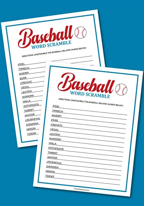 Baseball Word Scramble Fun All Year Round