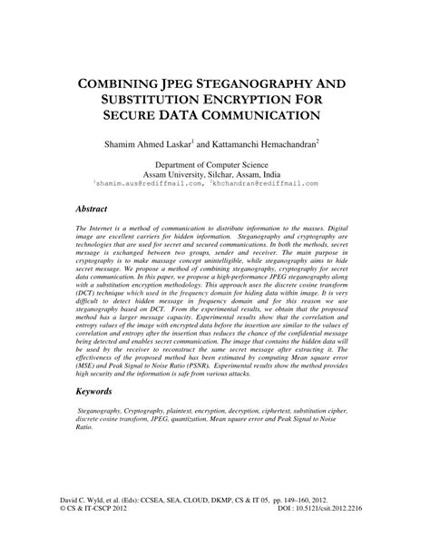 pdf combining jpeg steganography and substitution encryption for secure data communication