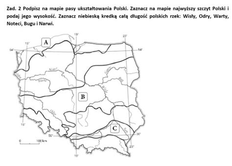 Plis na teraz daje naj Podpisz na mapie pasy ukształtowania Polski