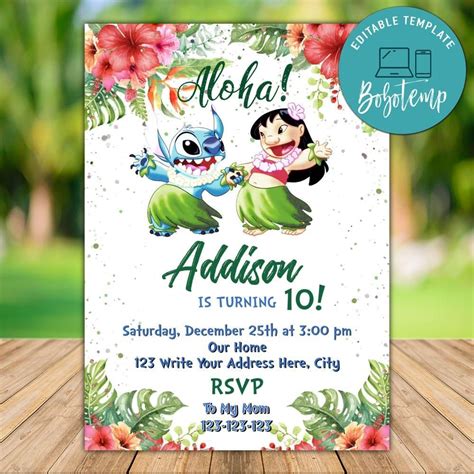 Hawaii Birthday Party Luau Birthday Invitations Baby First Birthday