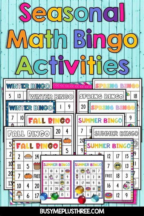 Seasons Math Bingo Games Addition And Subtraction To 20 Fact Fluency