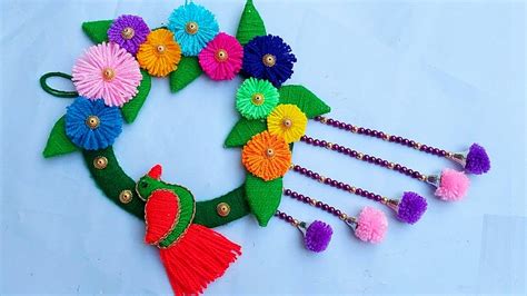 Diy Easy Woolen Wall Hanging Craft Idea Woolen Art And Craft Decoration