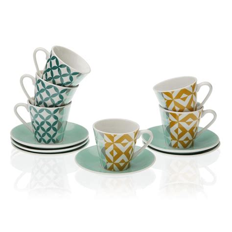 Juego de Tazas de Café Porcelana 6 Piezas S3402676 Brycus