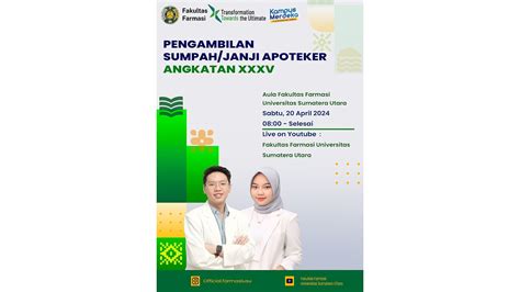 PENGAMBILAN SUMPAH JANJI APOTEKER FAKULTAS FARMASI USU ANGKATAN XXXV