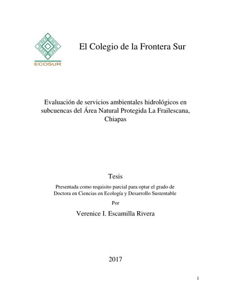 PDF Evaluación de servicios ambientales hidrológicos en subcuencas