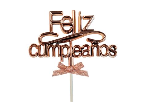 TOPPER PARA TORTA FELIZ CUMPLEAÑOS ROSA GOLD PARTY TIME