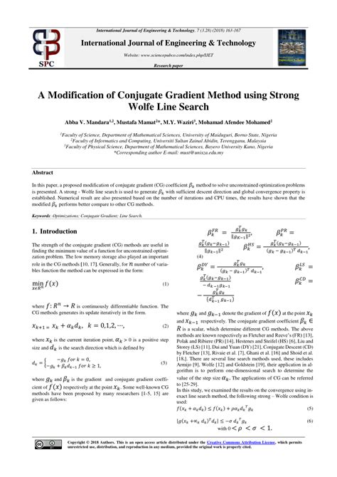 pdf a modification of conjugate gradient method using strong wolfe line search