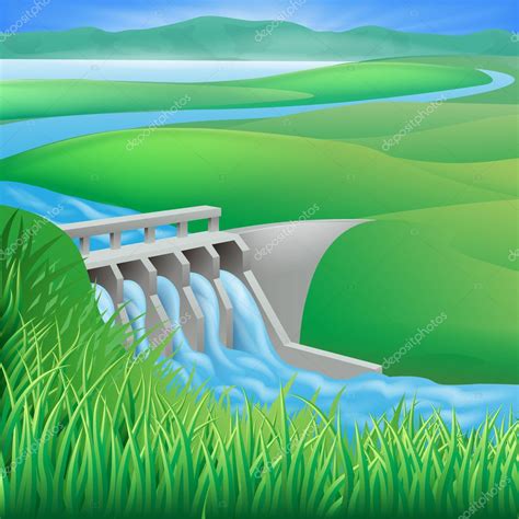 Hidro presa de energía hidráulica ilustración de energía Vector de