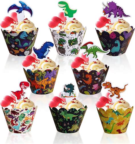 Gxhong Pcs Dino Kuchendeckel Und Verpackung Dekoration Dinosaurier