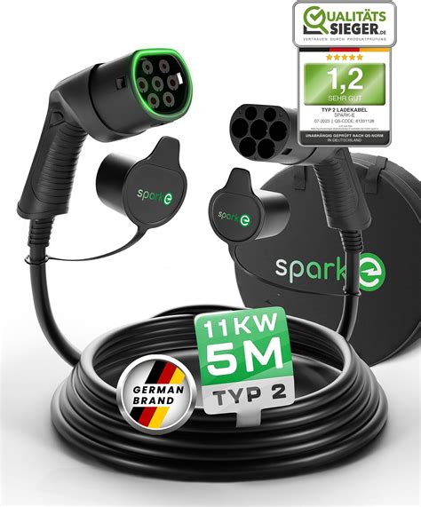 SPARK E Typ 2 Ladekabel 11kW 5M für EV Elektroautos inkl Tasche