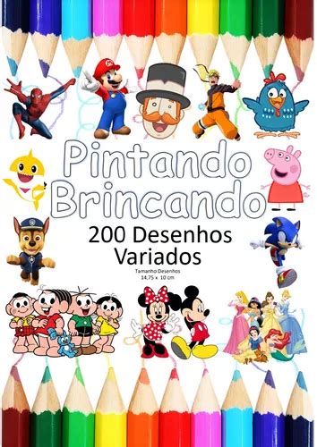 Kit Desenhos Para Pintar E Colorir Tema Variados Folha A Inteira
