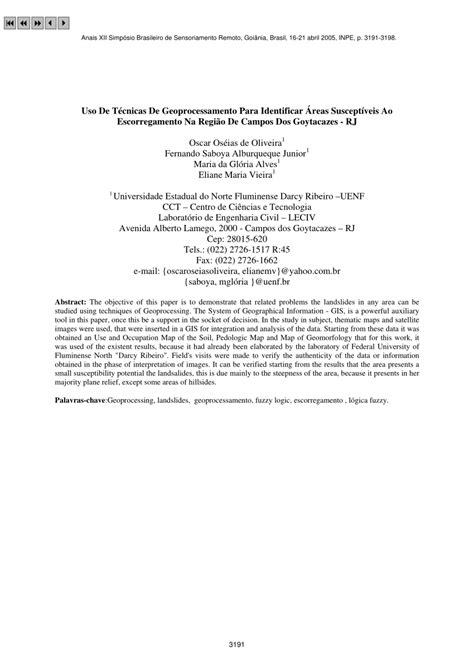 PDF Uso De Técnicas De Geoprocessamento Para Identificar Áreas