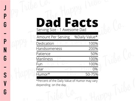 Fathers Day SVG Dad Nutrition Facts 1 Dad Hero Dad SVG Etsy
