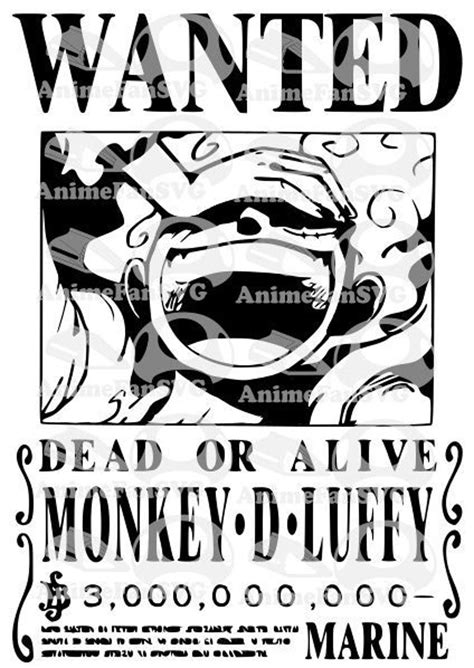 Luffy Wanted Poster SVG Etsy España